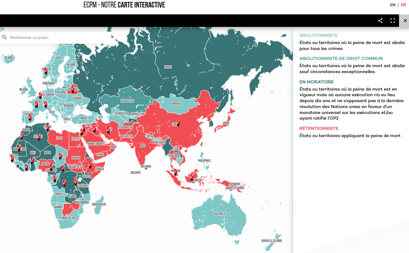 “Death penalty in the world”: a new interactive map - CartONG (en)